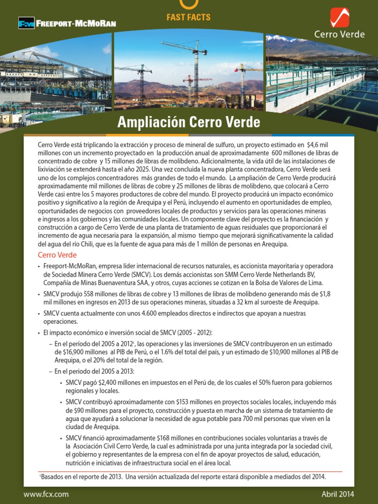 Expansión Unidad Producción Cerro Verde | PDF | Cobre | Minería
