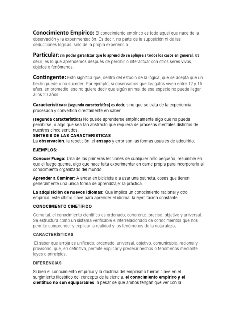 Conocimiento Empírico | PDF
