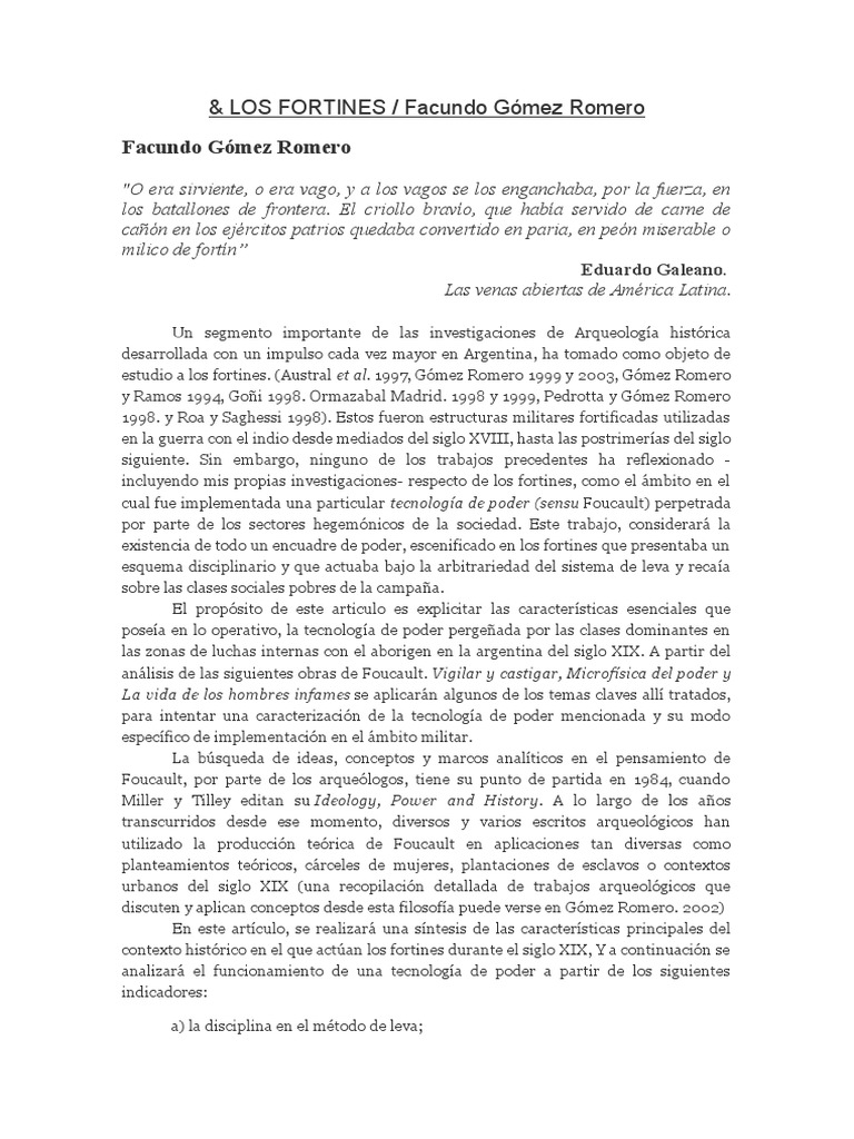 Características de los fortines en Argentina | PDF | Michel Foucault | Juez