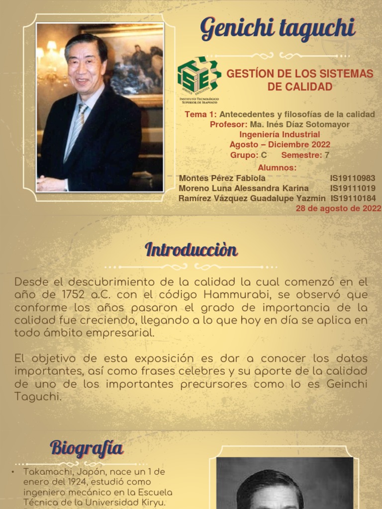 6 Genichi Taguchi - Grupo C | PDF | Calidad (comercial) | Diseño