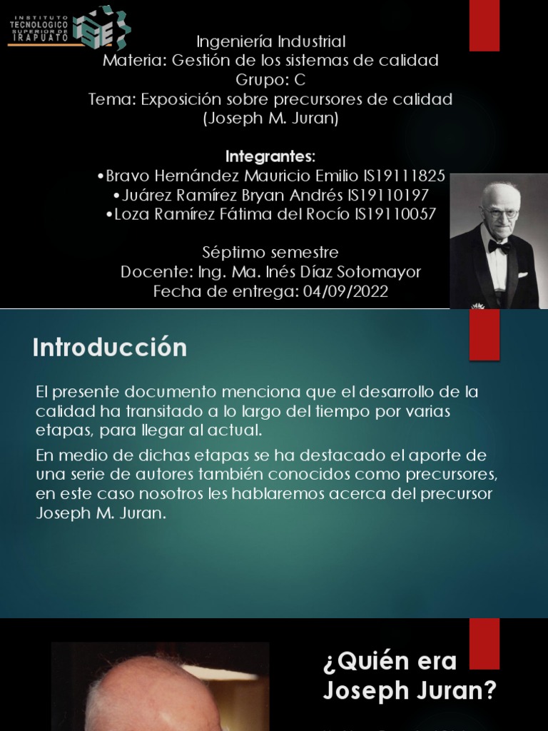 Aportaciones de Joseph M. Juran a la Calidad | PDF | Calidad (comercial ...