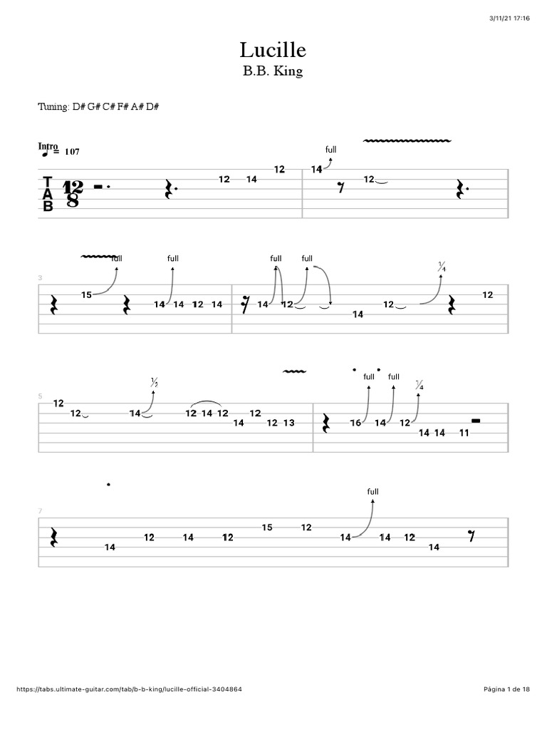 B.B. King "Lucille" Guitar Tabs | PDF