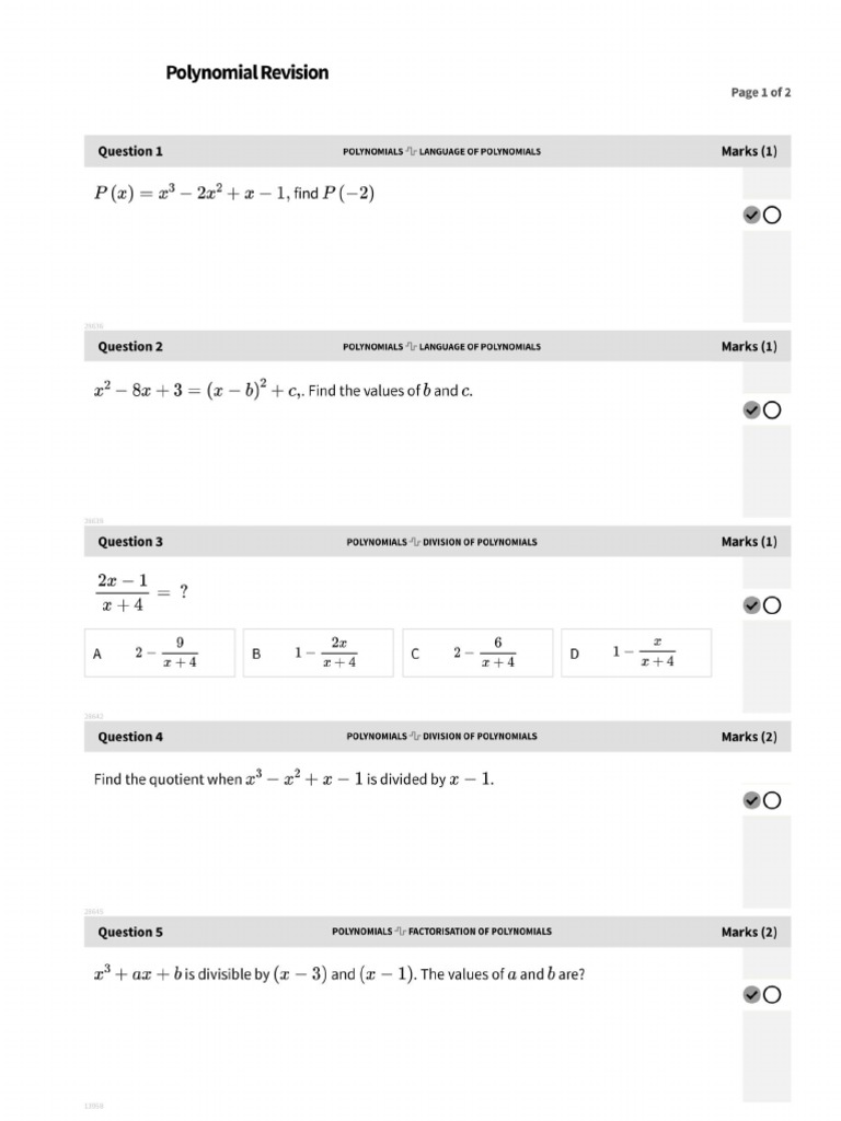 Practice Polynomial Task | PDF