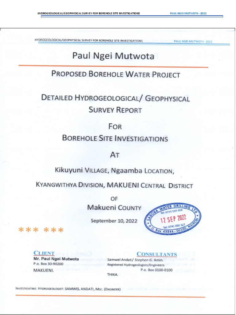 Makueni-Paul Ngei Mutwota Hydro-Report - 2 | PDF | Aquifer | Rock (Geology)