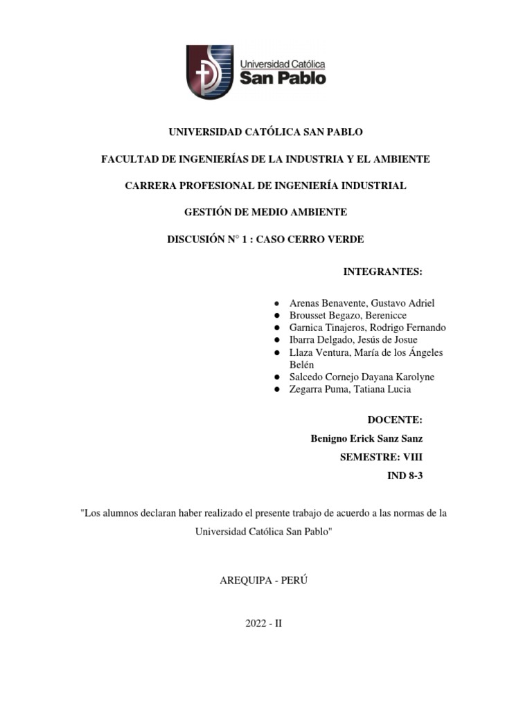 Impacto Ambiental de Cerro Verde en Arequipa | PDF | Residuos | Entorno ...