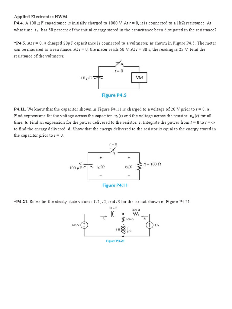 HW4 Problem | PDF | Capacitor | Electrical Network