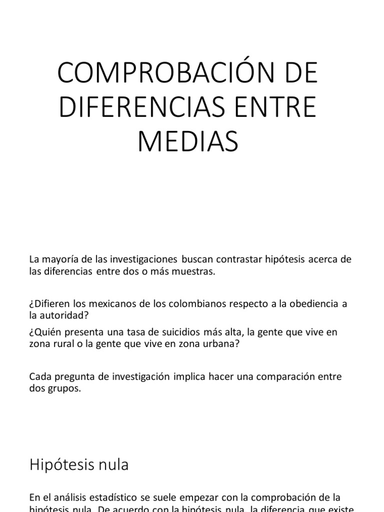 Comprobación de Diferencias Entre Medias | PDF | Muestreo (Estadísticas ...