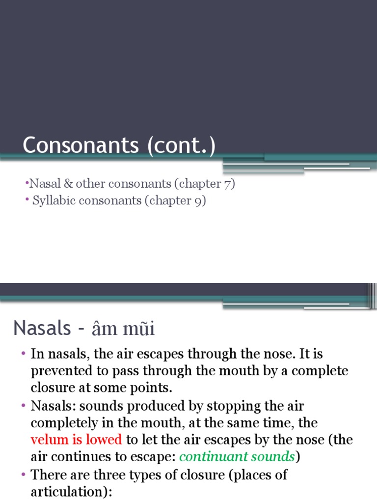 The Consonants Nasals | PDF | Consonant | Syllable