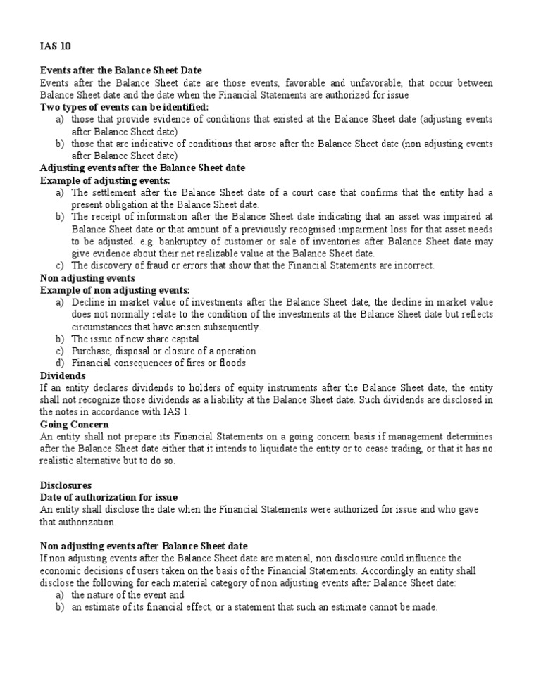 Ias 10 | PDF | Balance Sheet | Financial Accounting