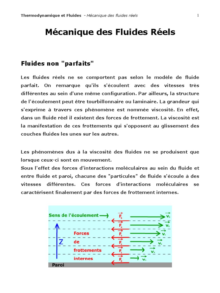 Mécanique Des Fluides Réels | PDF | Écoulement laminaire | Friction