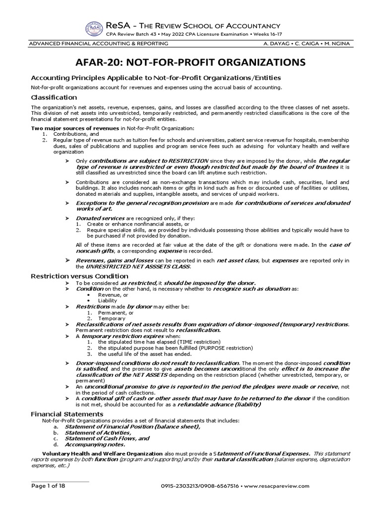 Accounting for Not-for-Profit Entities | PDF | Debits And Credits | Revenue