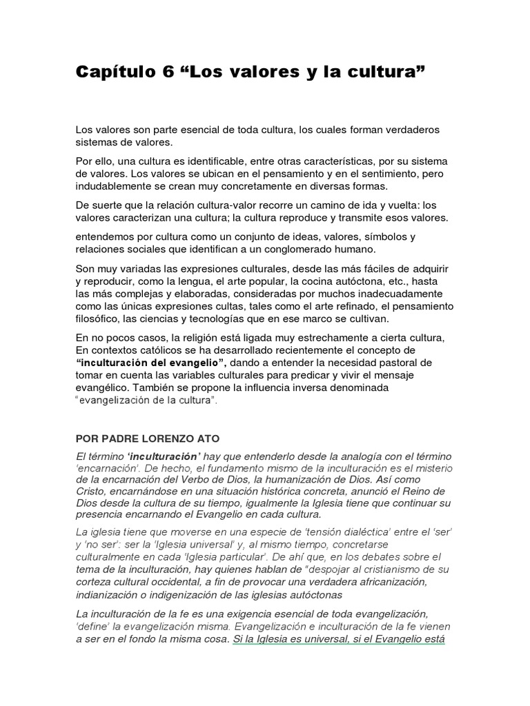 Estudio Capítulo 6 | PDF | Axiología | Evangelización