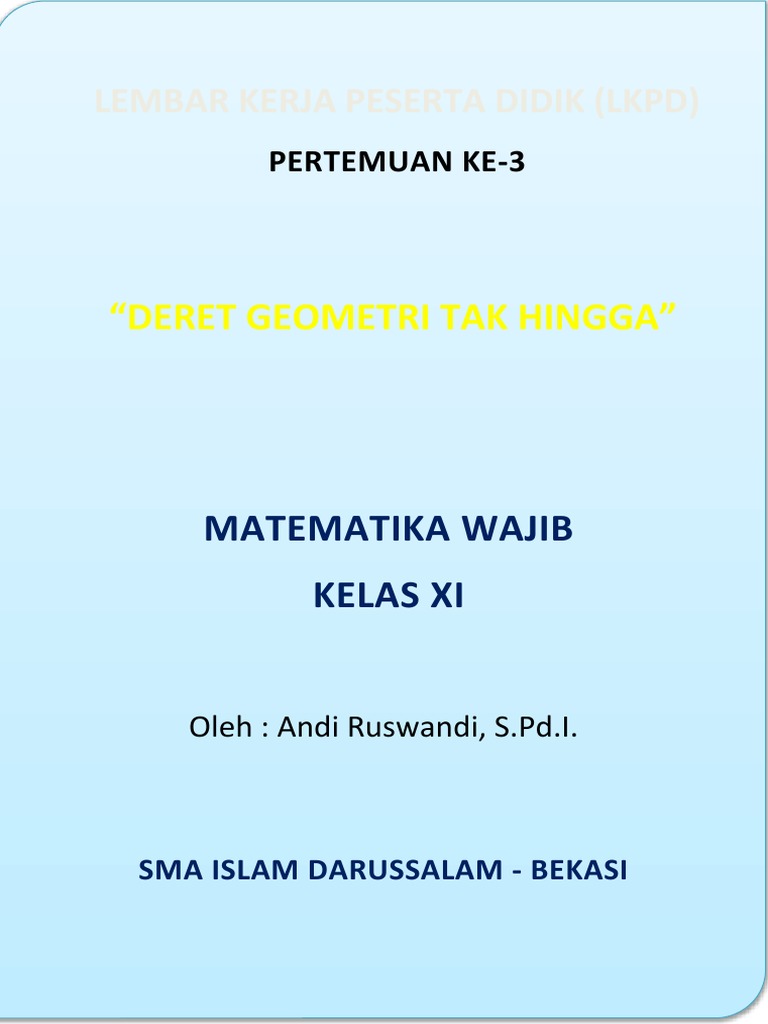 Kelompok 8 - LKPD Deret Geometri Tak Hingga | PDF