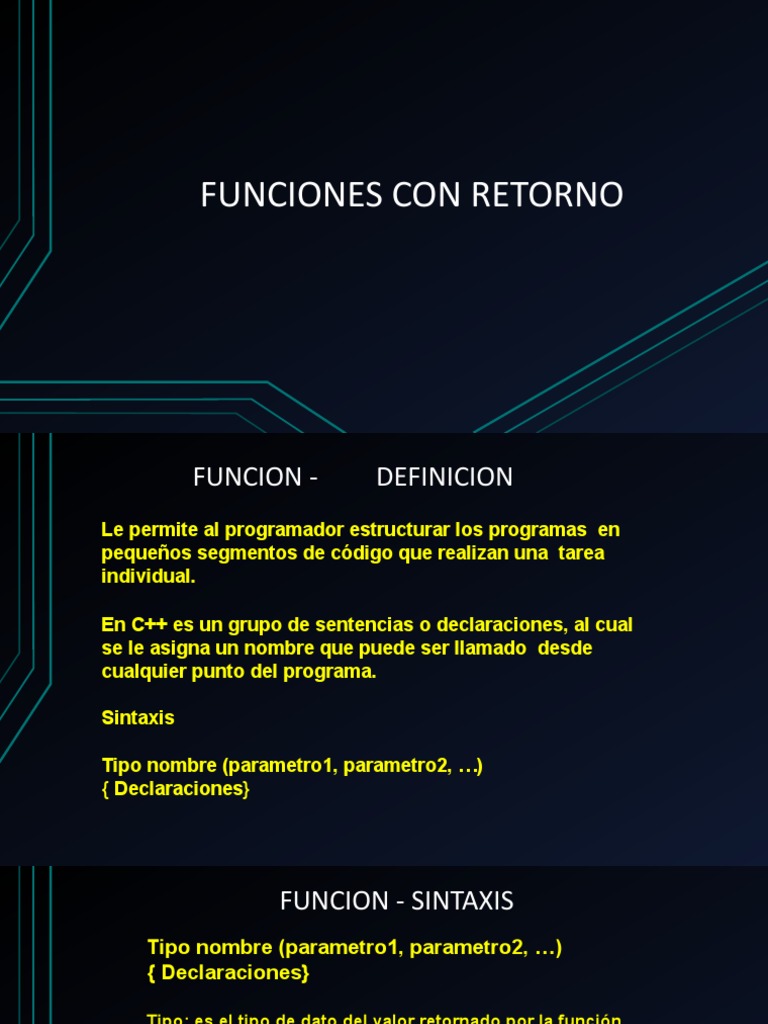 Funciones Con Retorno | PDF | C ++ | Función (Matemáticas)