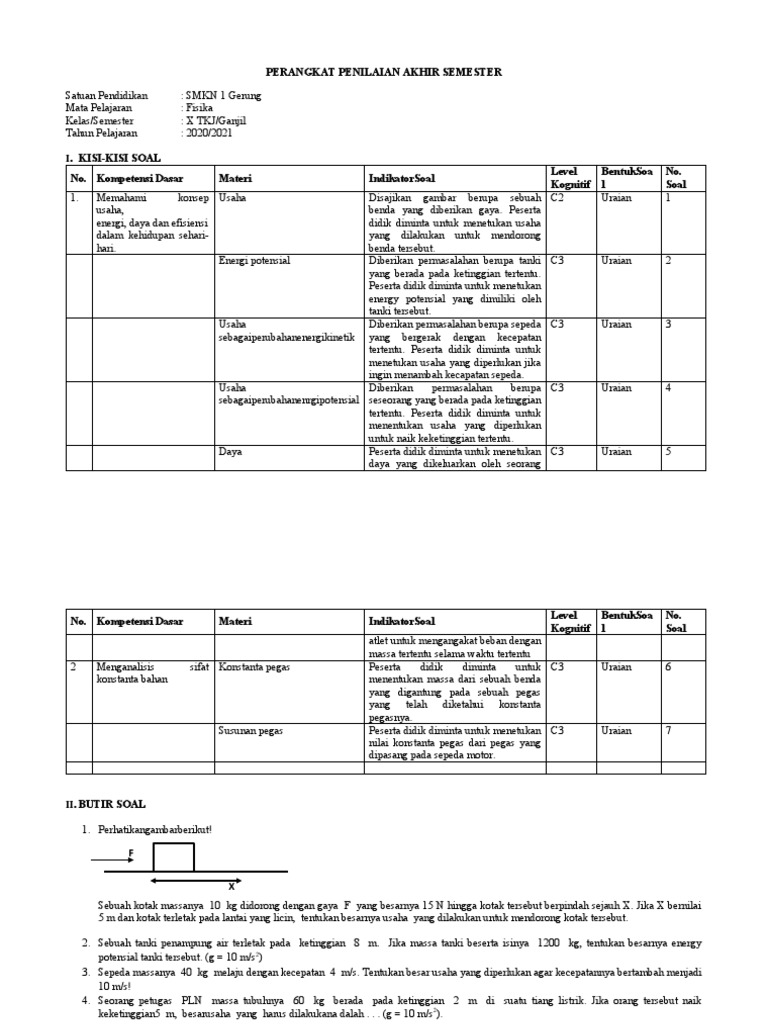 SOAL UAS FISIKA TKJ 2018-2019 (AutoRecovered) | PDF