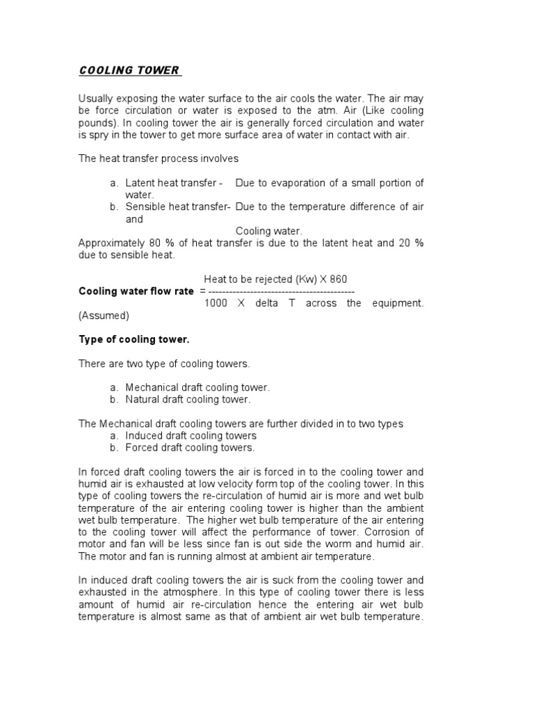 Cooling Tower | PDF | Air Conditioning | Heat Transfer