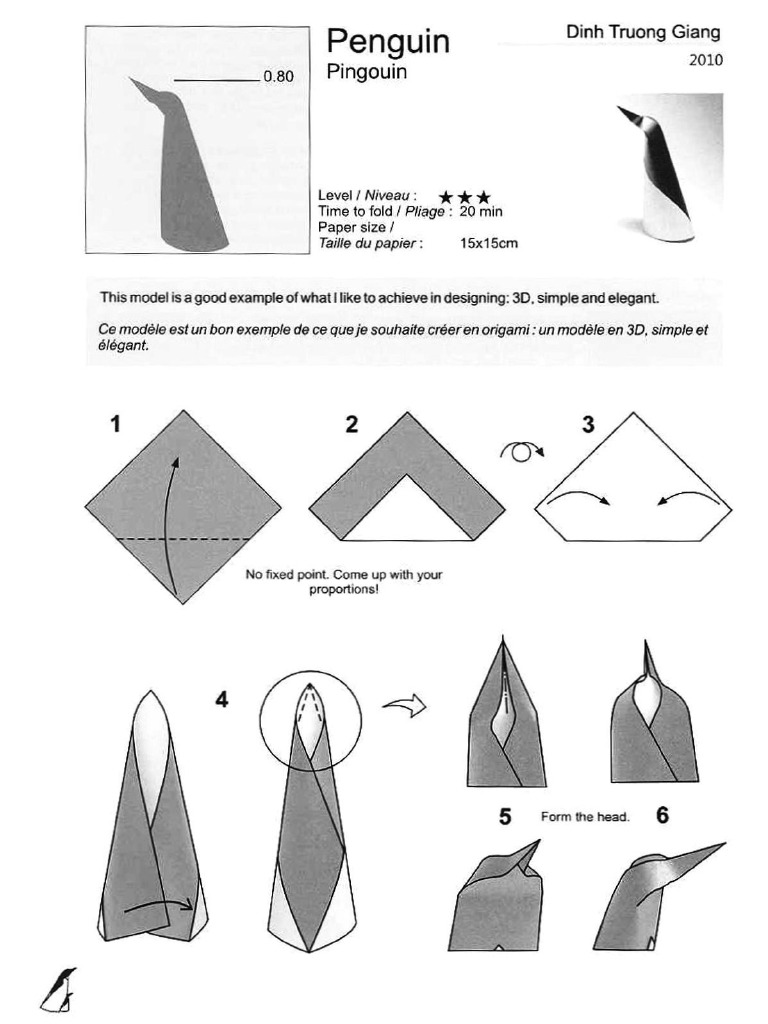 3D Origami Penguin Folding Guide | PDF