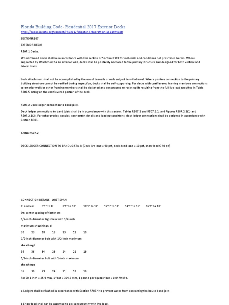 Florida Building Code Exterior Decks | PDF | Screw | Building Engineering