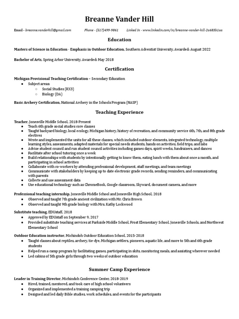 Up To Date Resume-3 | PDF | Schools | Middle Schools