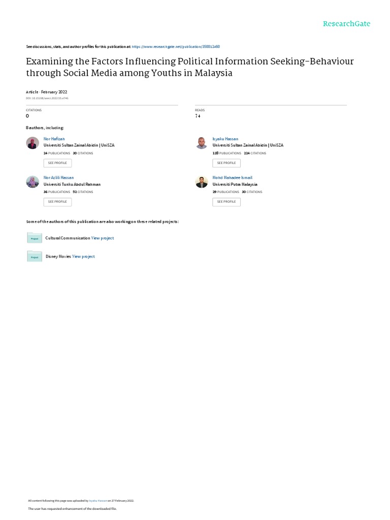 Factors Influencing Youth Political Info-Seeking via Social Media | PDF | Social Media | Popular ...