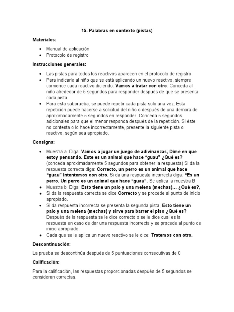 Pistas de Contexto en WISC IV | PDF | Artes del Lenguaje y Comunicación