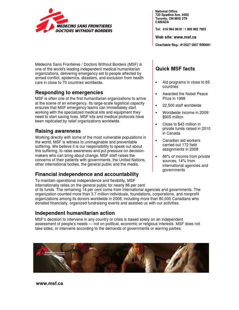MSF Canada Fact Sheet | PDF