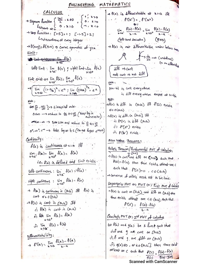 Eng Maths Short Notes | PDF