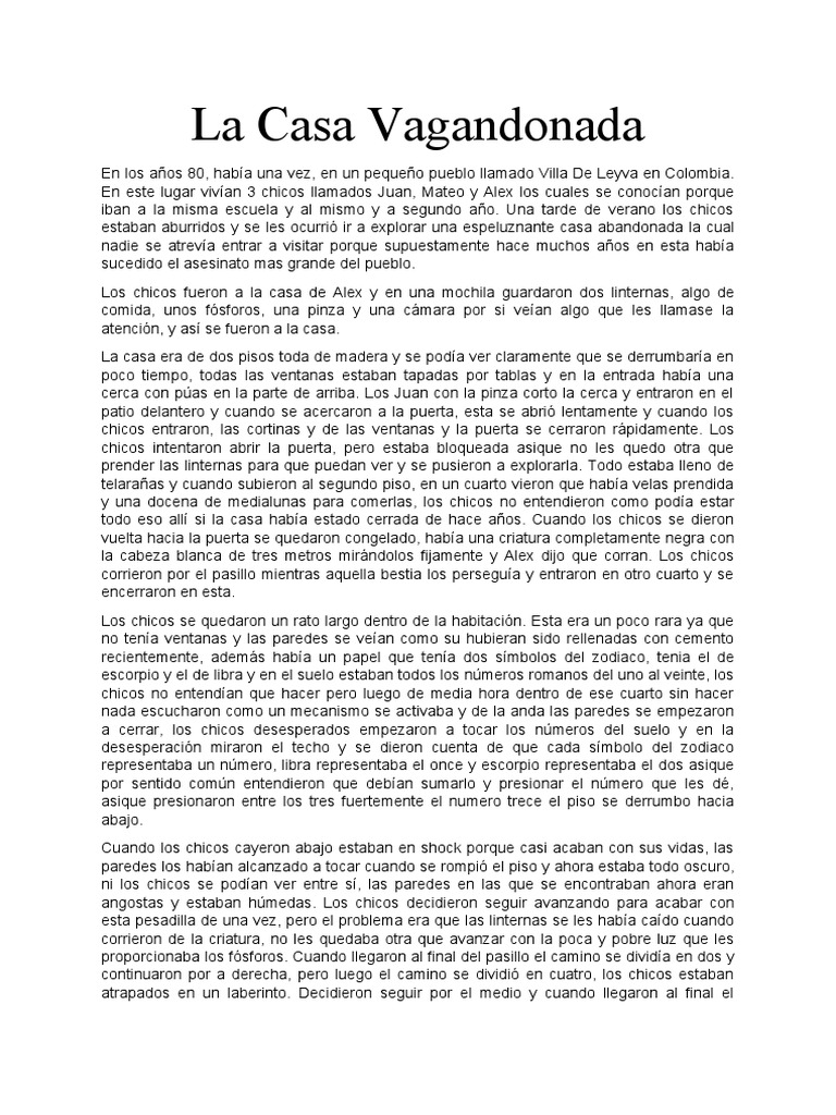 Cuento de Terror Sobre La Casa Abandonada | PDF