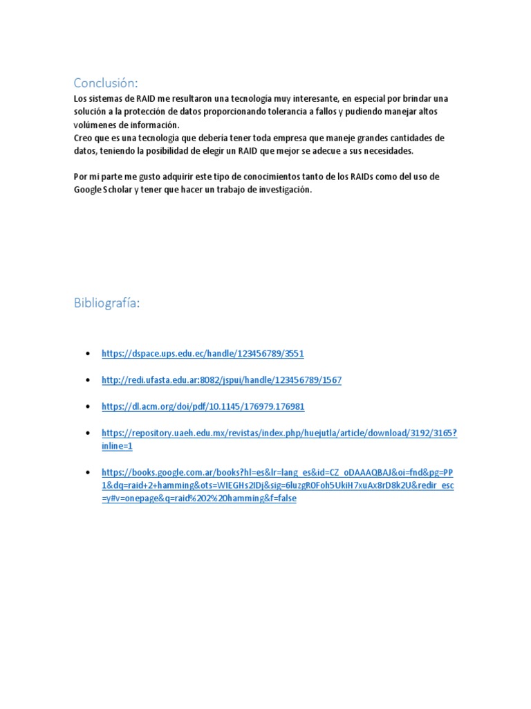TP RAID Conclusión | PDF