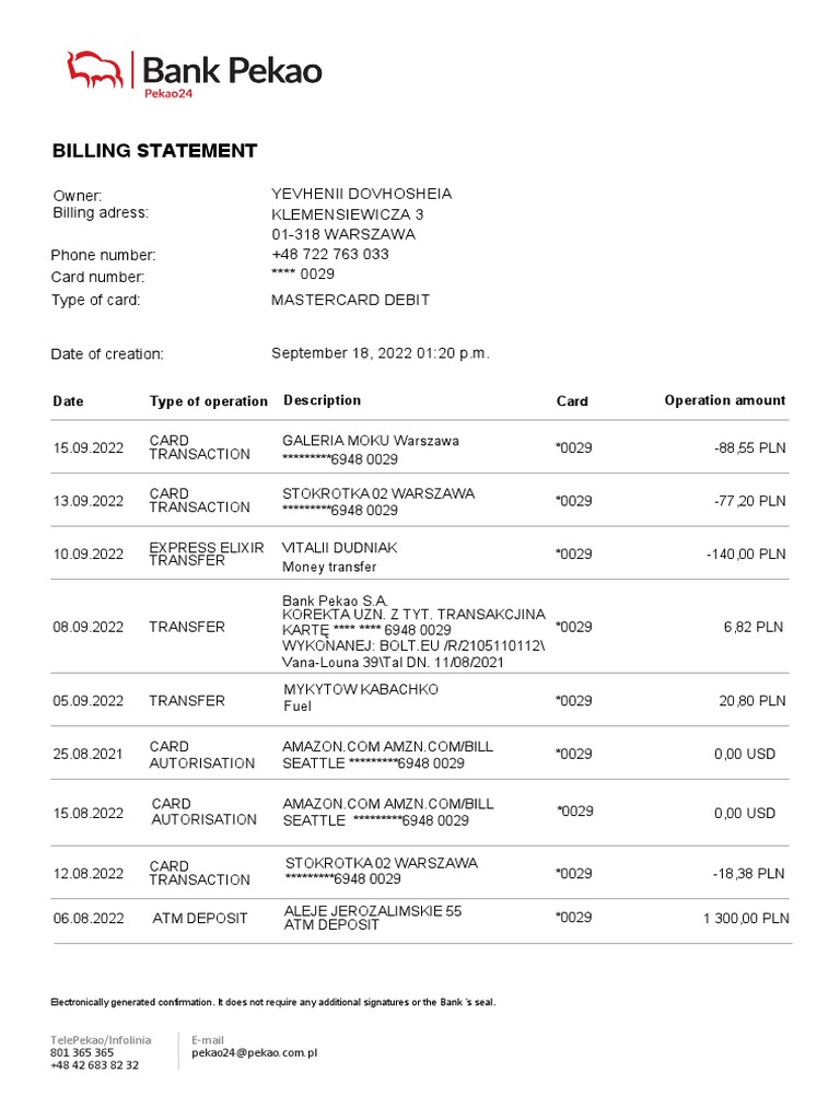 Bank Pekao | PDF | Debit Card | Money