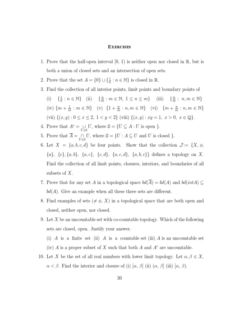 Chap1 Exercise | PDF | General Topology | Space