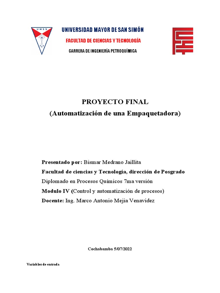 Proyecto Final Modulo IV Bismar Medrano Jaillita | PDF | Ciencia de sistemas | Ingenieria Eléctrica
