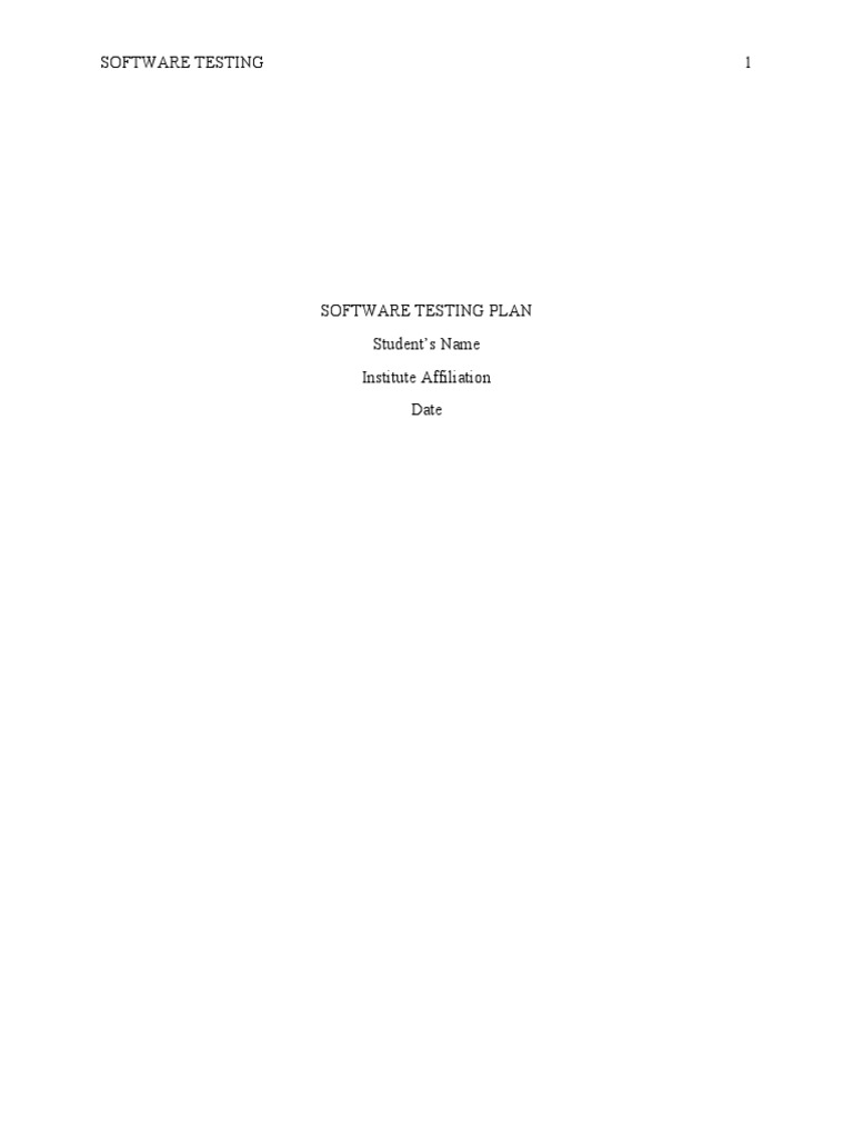 Software Testing Plan Pdf Software Testing Software
