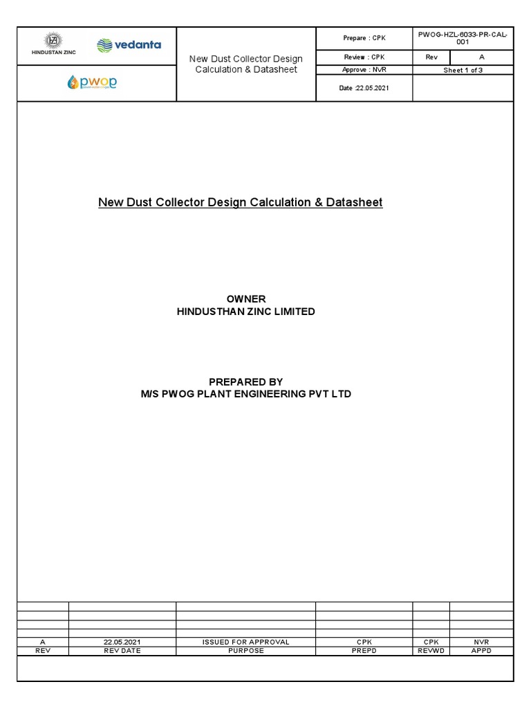 Dust Collector Design | PDF | Gases | Flow Measurement
