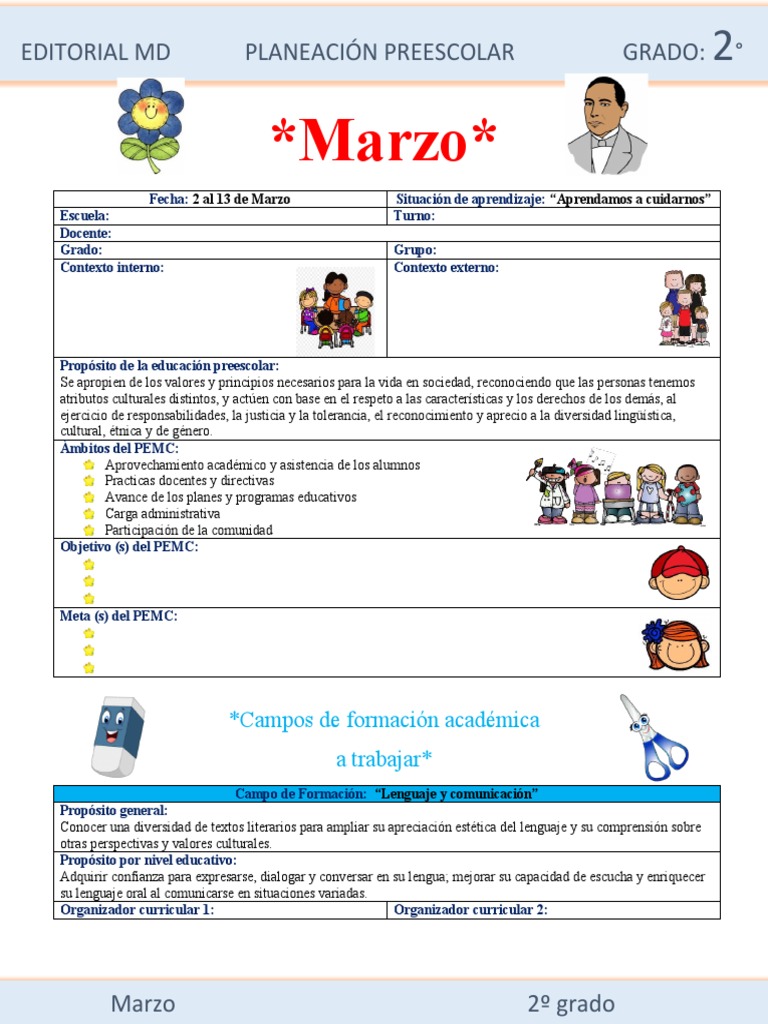 Plan Preescolar 1y2 Grado MD 2 Al 13 de Marzo | PDF | Educación de la ...
