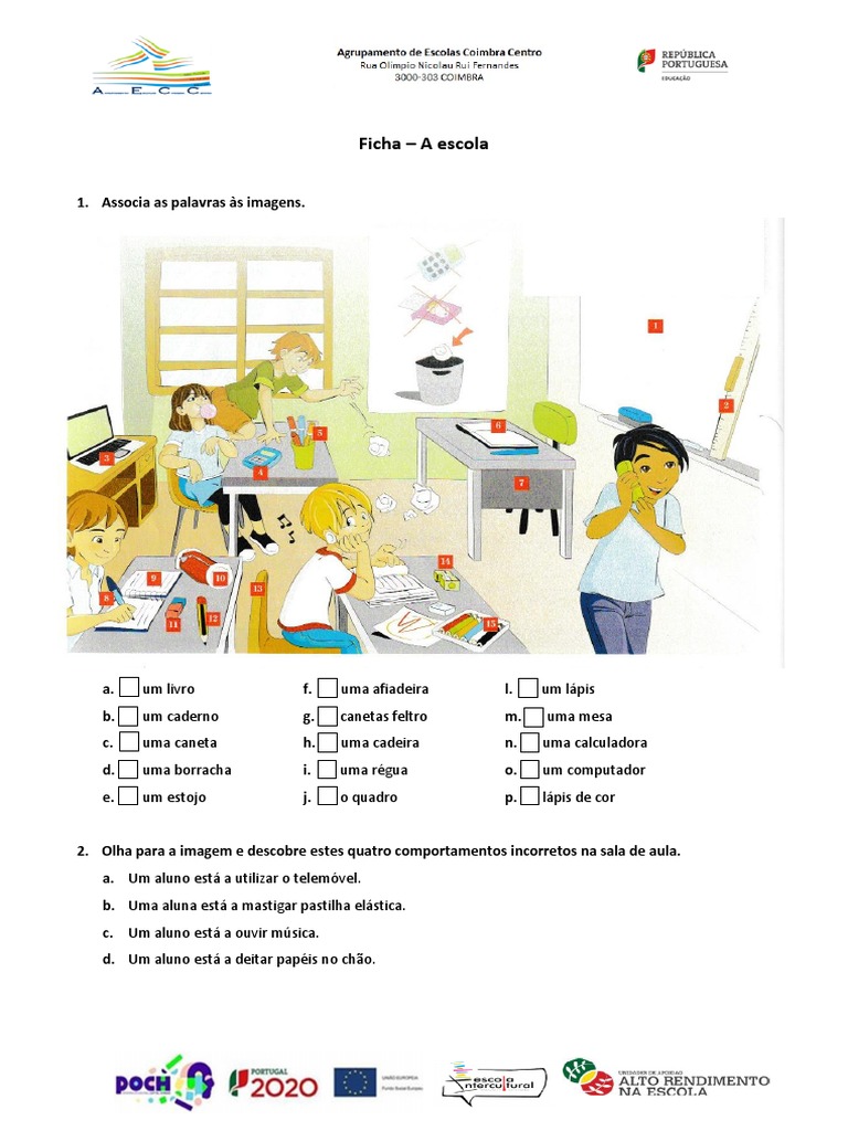 Ficha Escola PLNM A1 | PDF