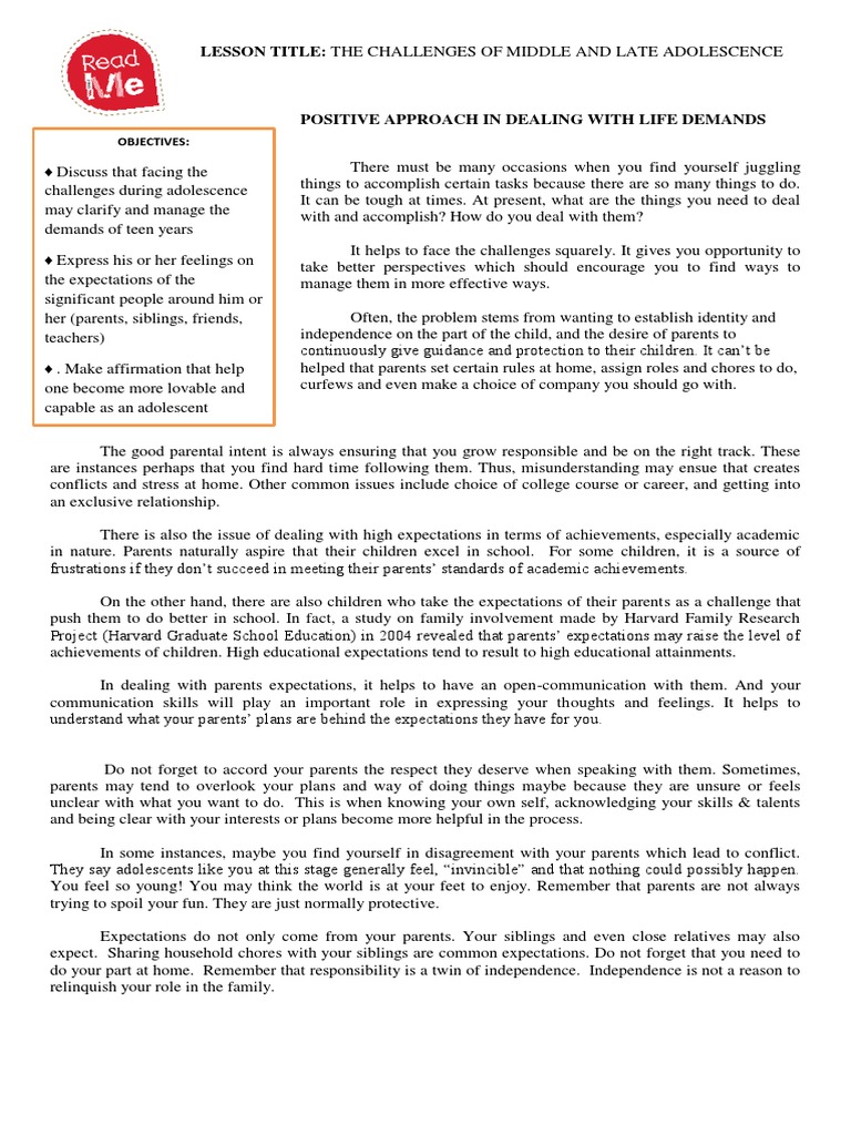PERDEV LESSON 6 Challenges in The Middle & Late Adolescence | PDF ...