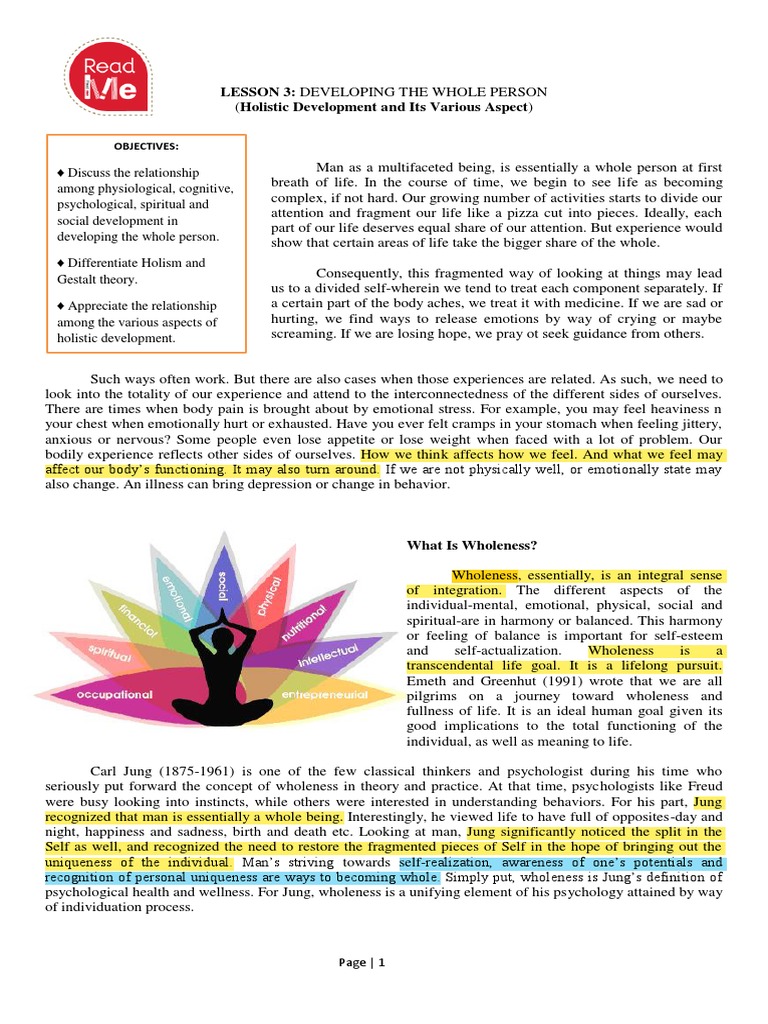 PERDEV - LESSON+3 Developing The Whole Person | PDF | Carl Jung | Mind