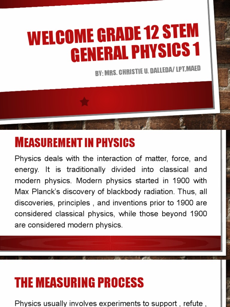 Lesson 1 Measurement in Physics | PDF | Physics | Measurement