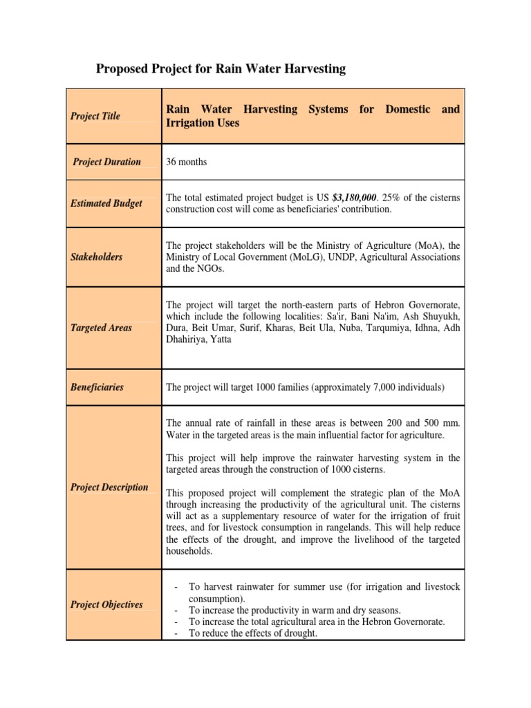 Proposed Project For Rain Water Harvesting - 1 | PDF | Water And ...