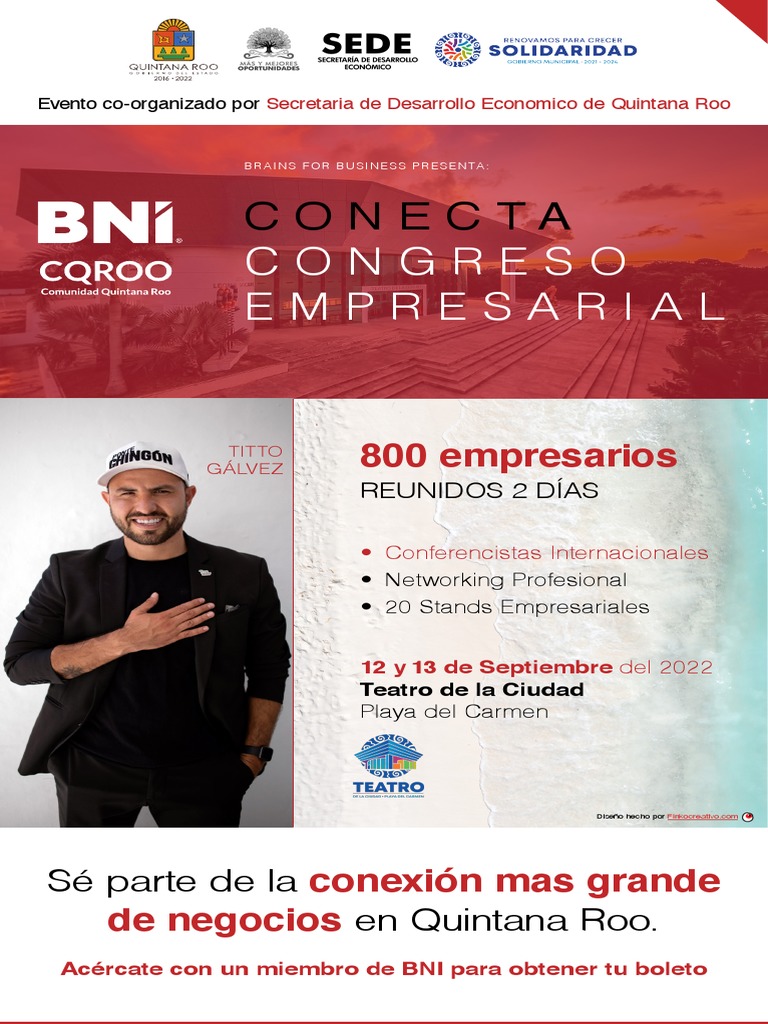 Flyer BNI Conecta Congreso Empresarial 2022 | PDF | Redes | Modelo de ...