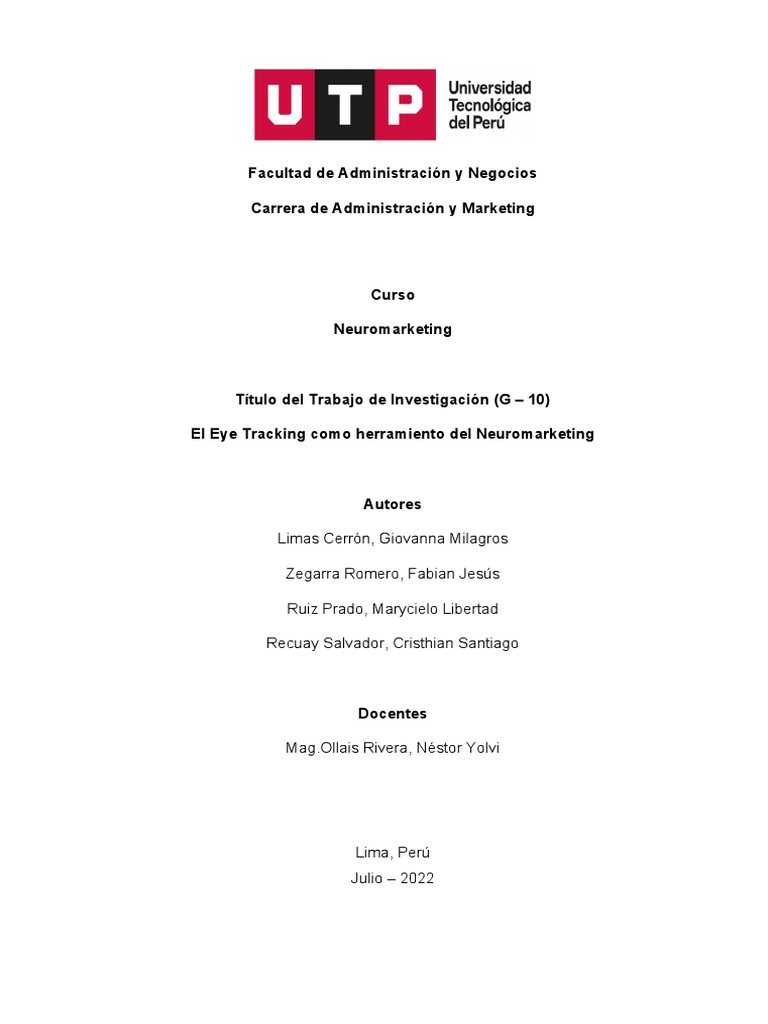 Eye Tracking y Neuromarketing | PDF | Ojo humano | Marketing