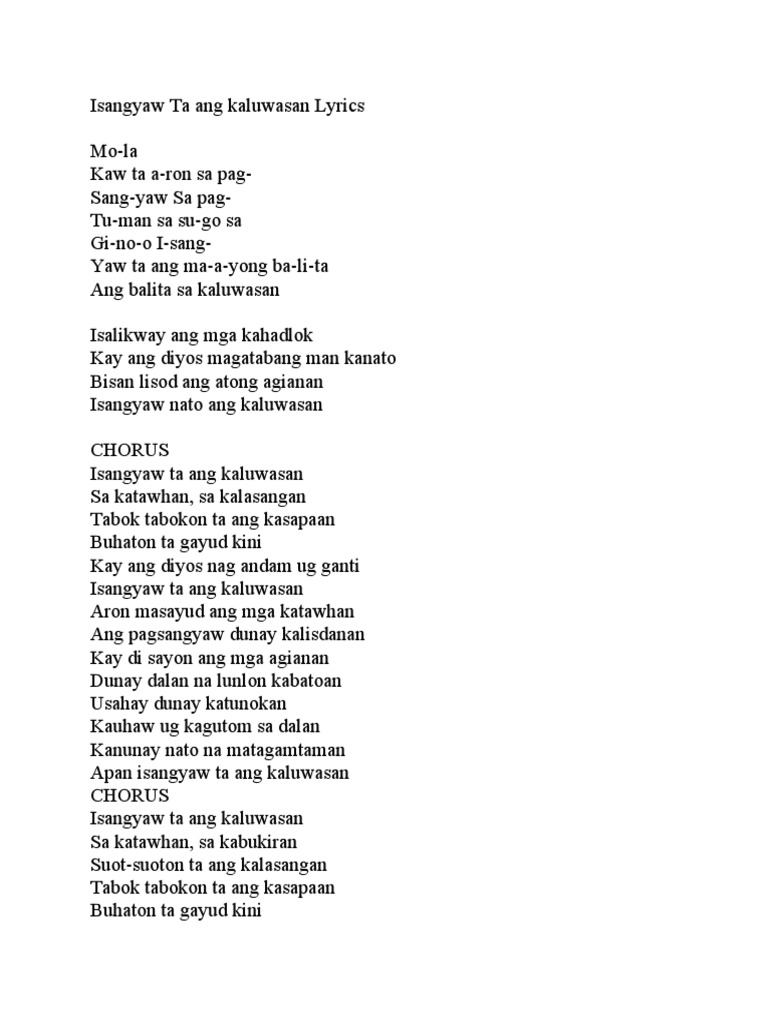 Isangyaw Ta Ang Kaluwasan Lyrics | PDF