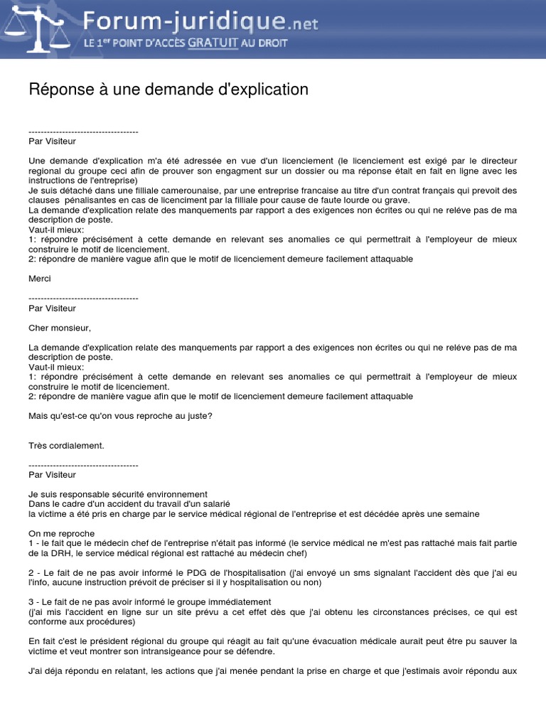 Réponse À Une Demande D'explication | PDF | Évolution de carrière | Droit
