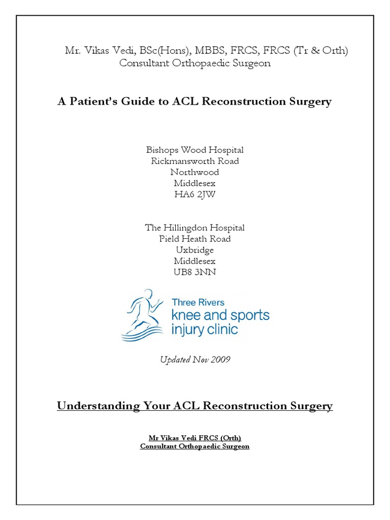 ACL Reconstruction Surgery | PDF | Knee | Surgery