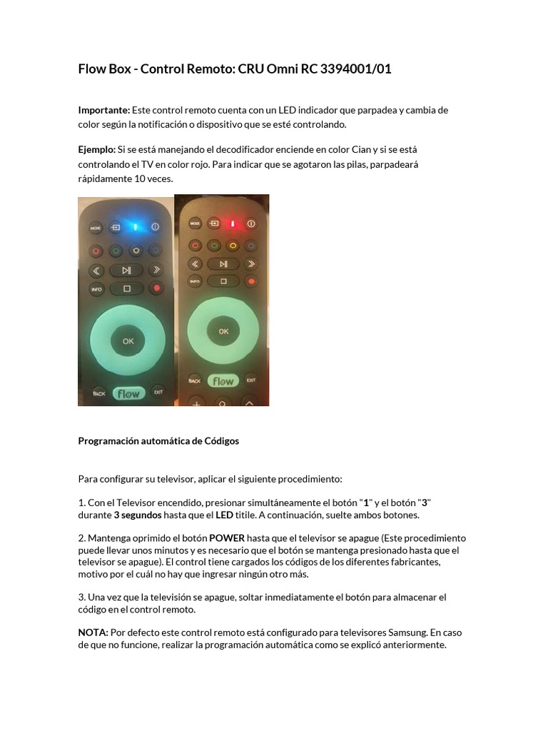 Flow Box Control Remoto CRU Omni RC 3394001.01 | PDF | Tecnología
