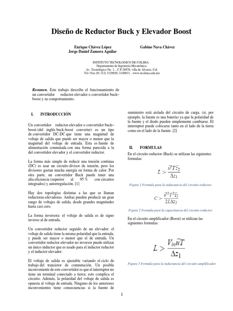 Diseño de Reductor Buck y Elevador Boost | PDF | Ingeniería Informática ...