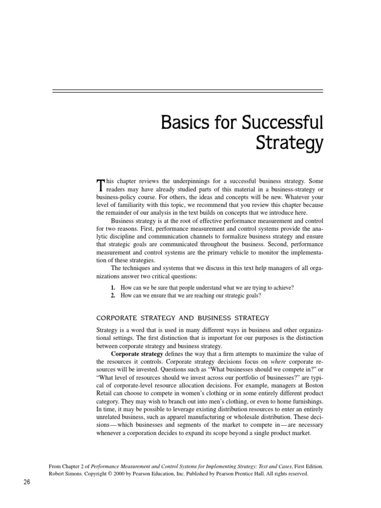 Performance Measurement and Control Systems For Implementing Strategy, Robert Simons - Pearson ...