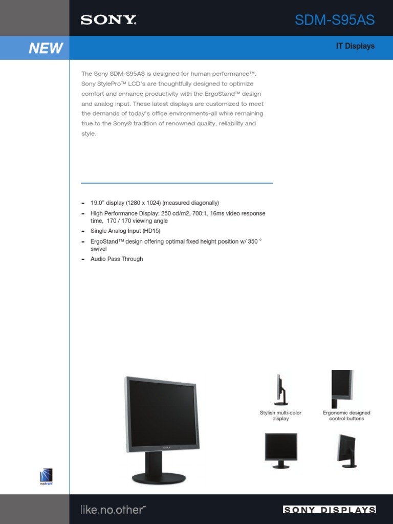 Sony Stylepro SDM S95as Users Manual 289975 | PDF | Video | Display Resolution