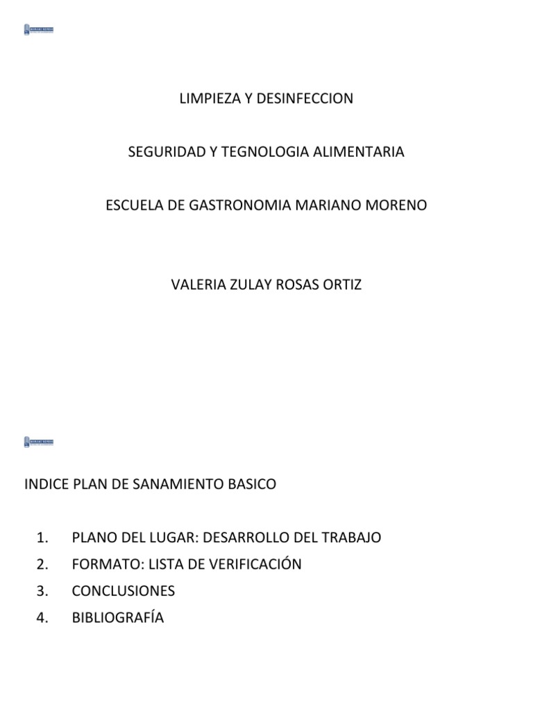 Limpieza y Desinfeccion Plan de Saneamiento Basico | PDF | Agua | Detergente